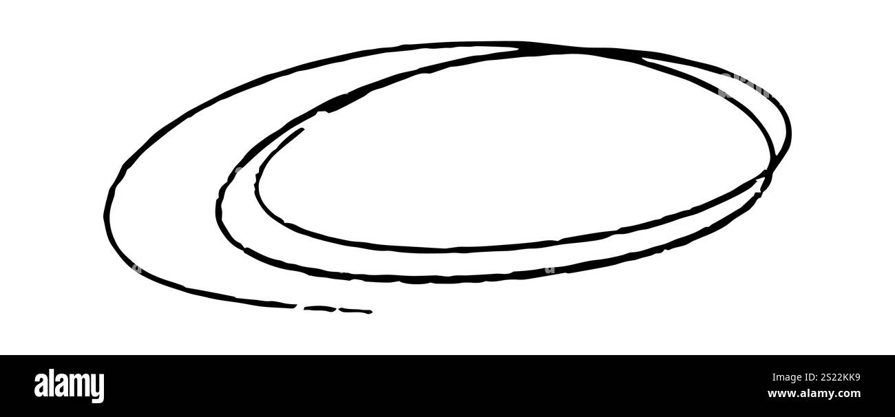 Doodle oval frame. Hand drawn circle pencil sketch. Vector scribble ...