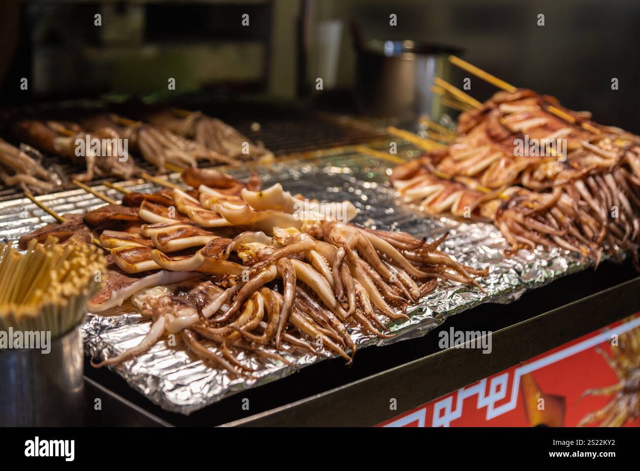 A food stall at the Shilin night market in downtown Taipei, which is a ...
