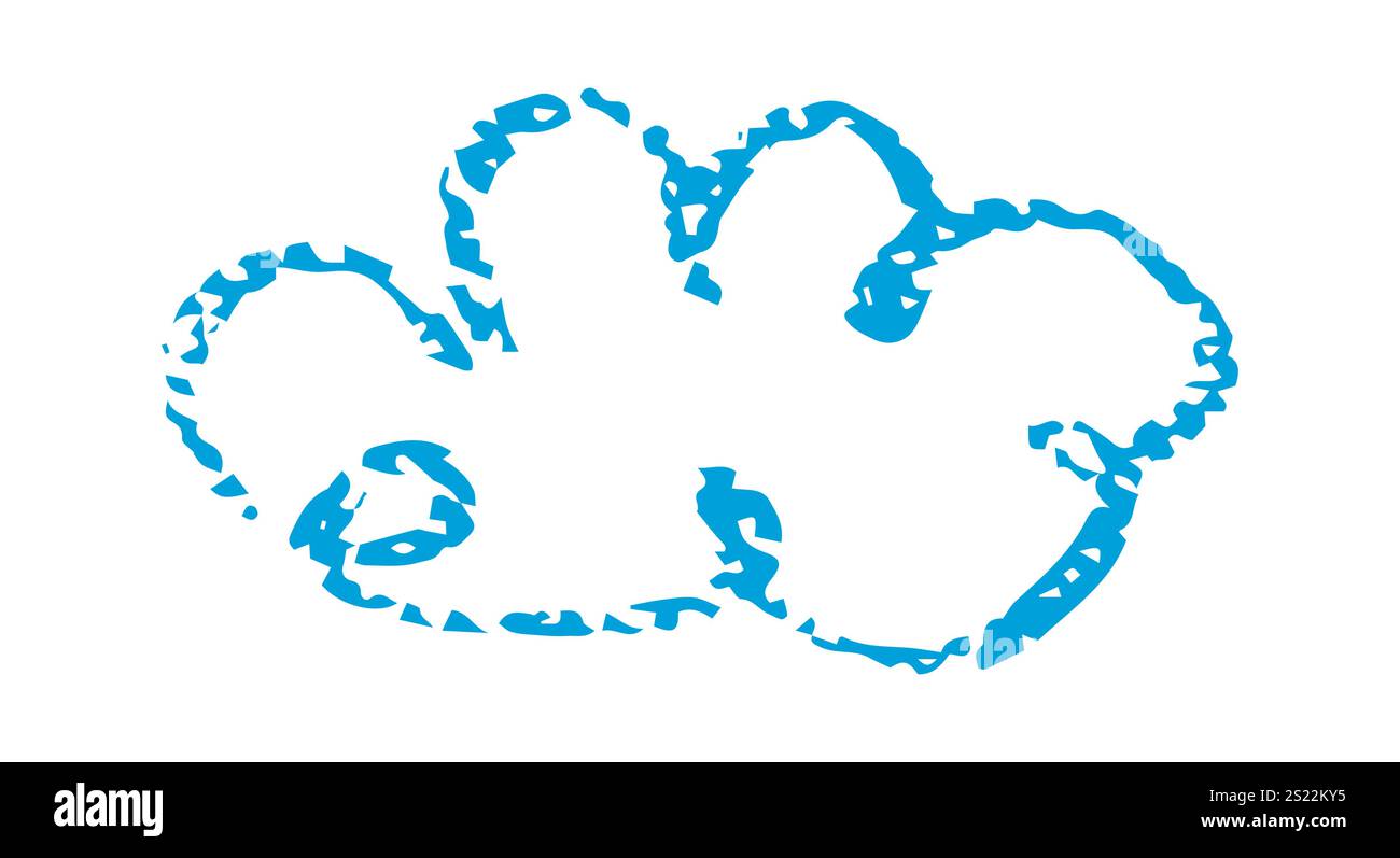Abstract blue crayon cloud, children's drawing, creative hand-drawn ...