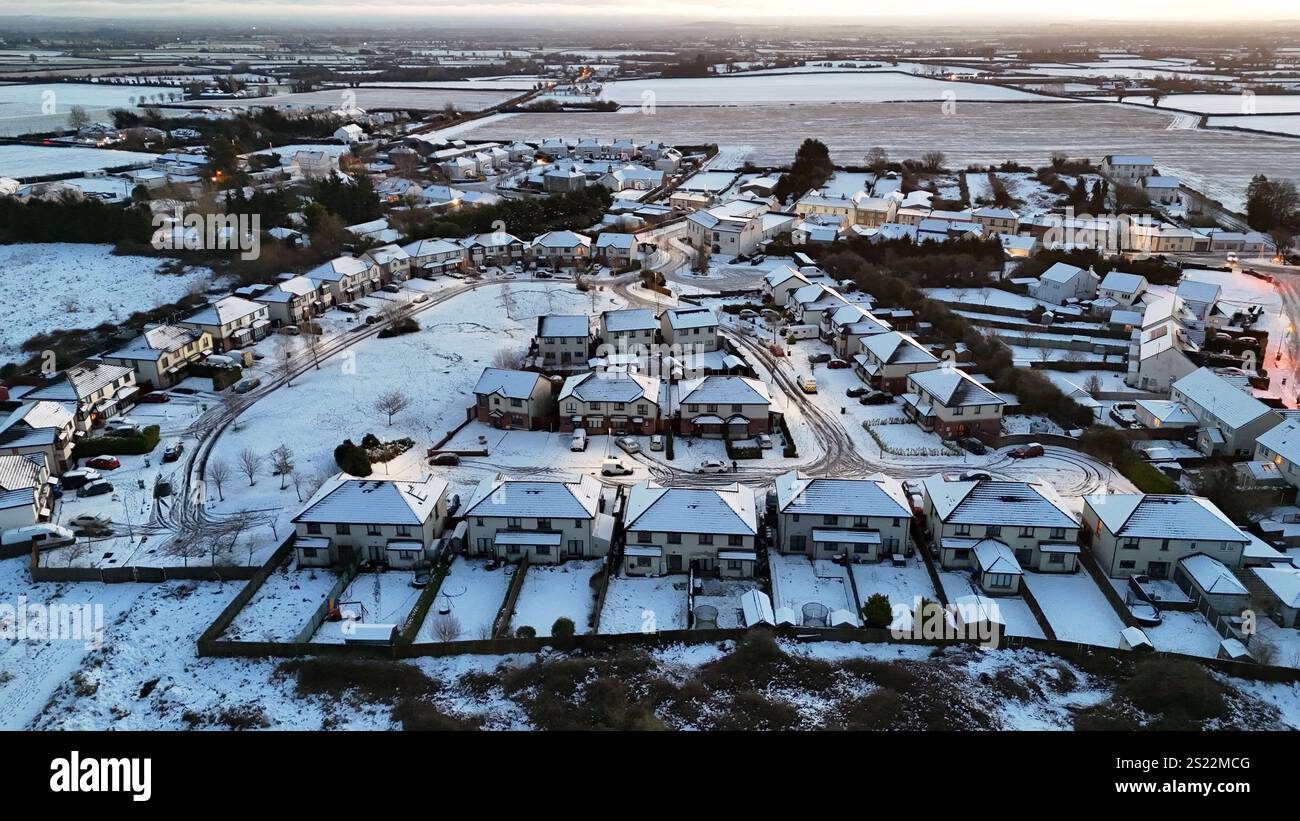 Snow surrounds the village of Ballylynan in County Laois in Ireland ...