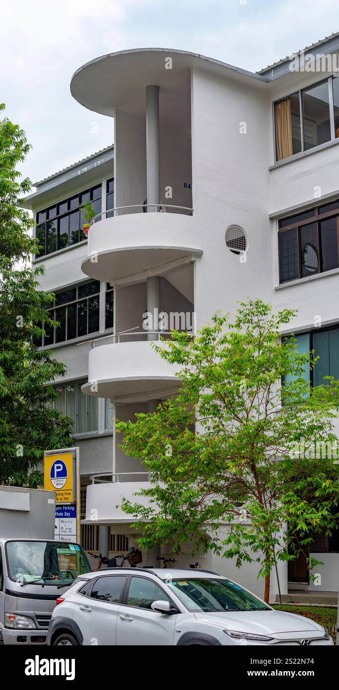1930s Streamline Moderne architecture in the residential areas of Tiong ...
