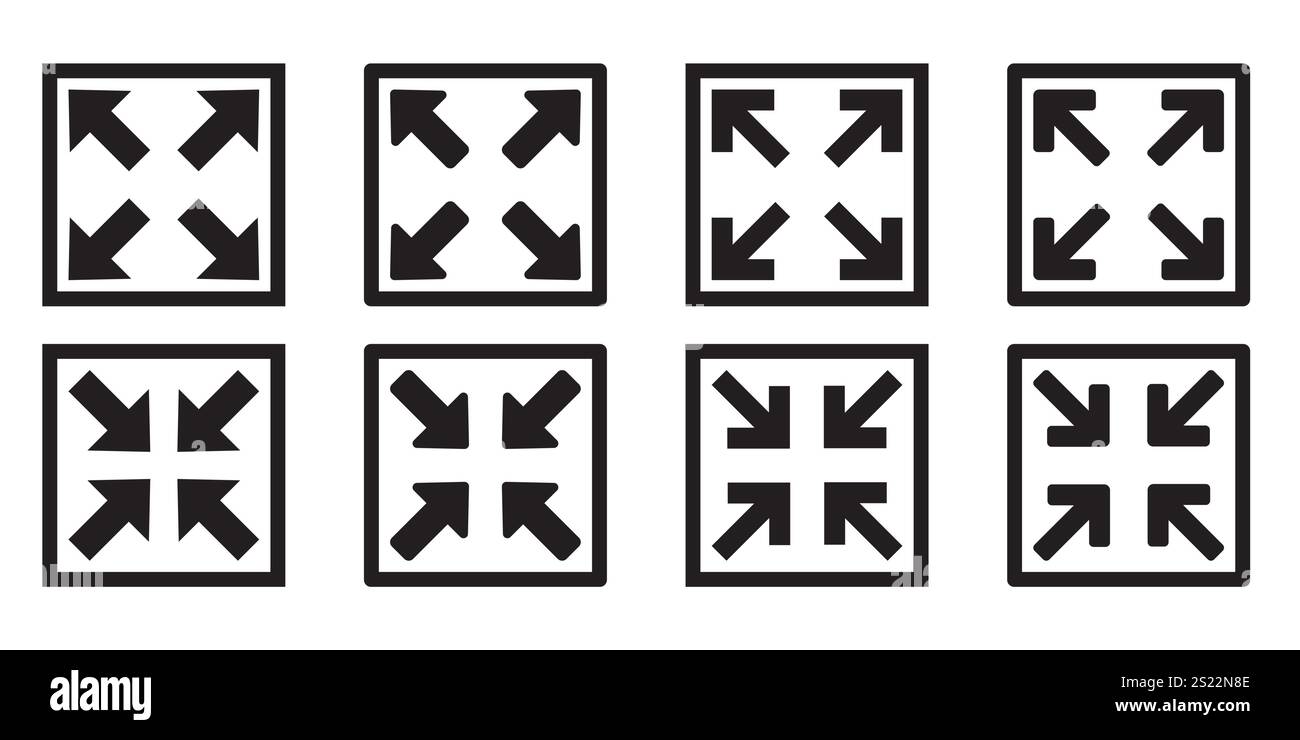 Full screen and exit full screen icon set Stock Vector Image & Art - Alamy