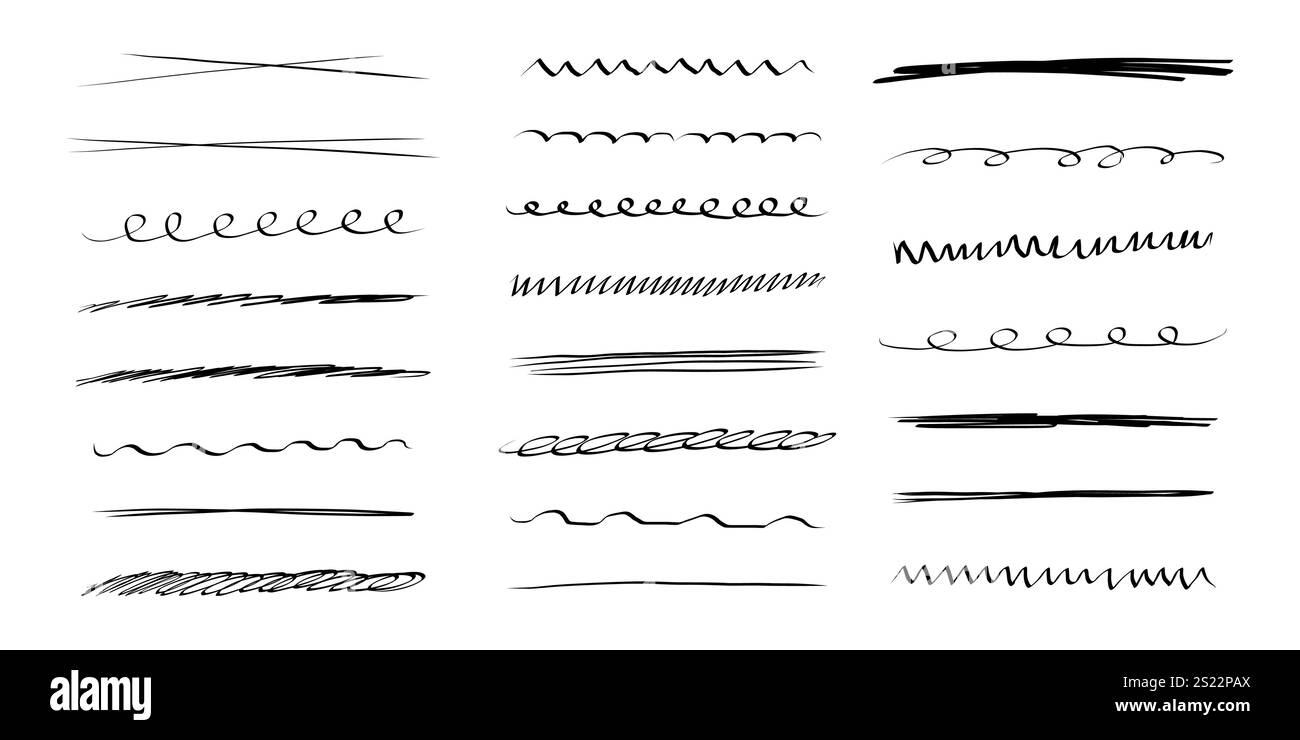 Underline mark border doodle hand drawn mark, swoosh highlight freehand ...