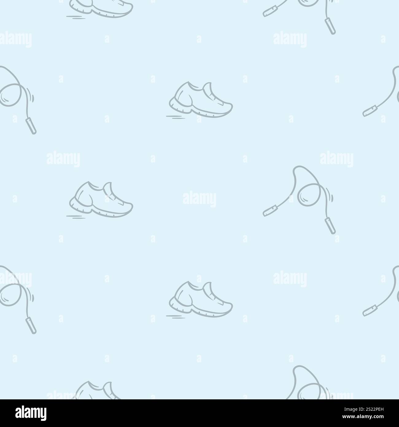 Simple black and white seamless pattern with sneakers and jump rope ...