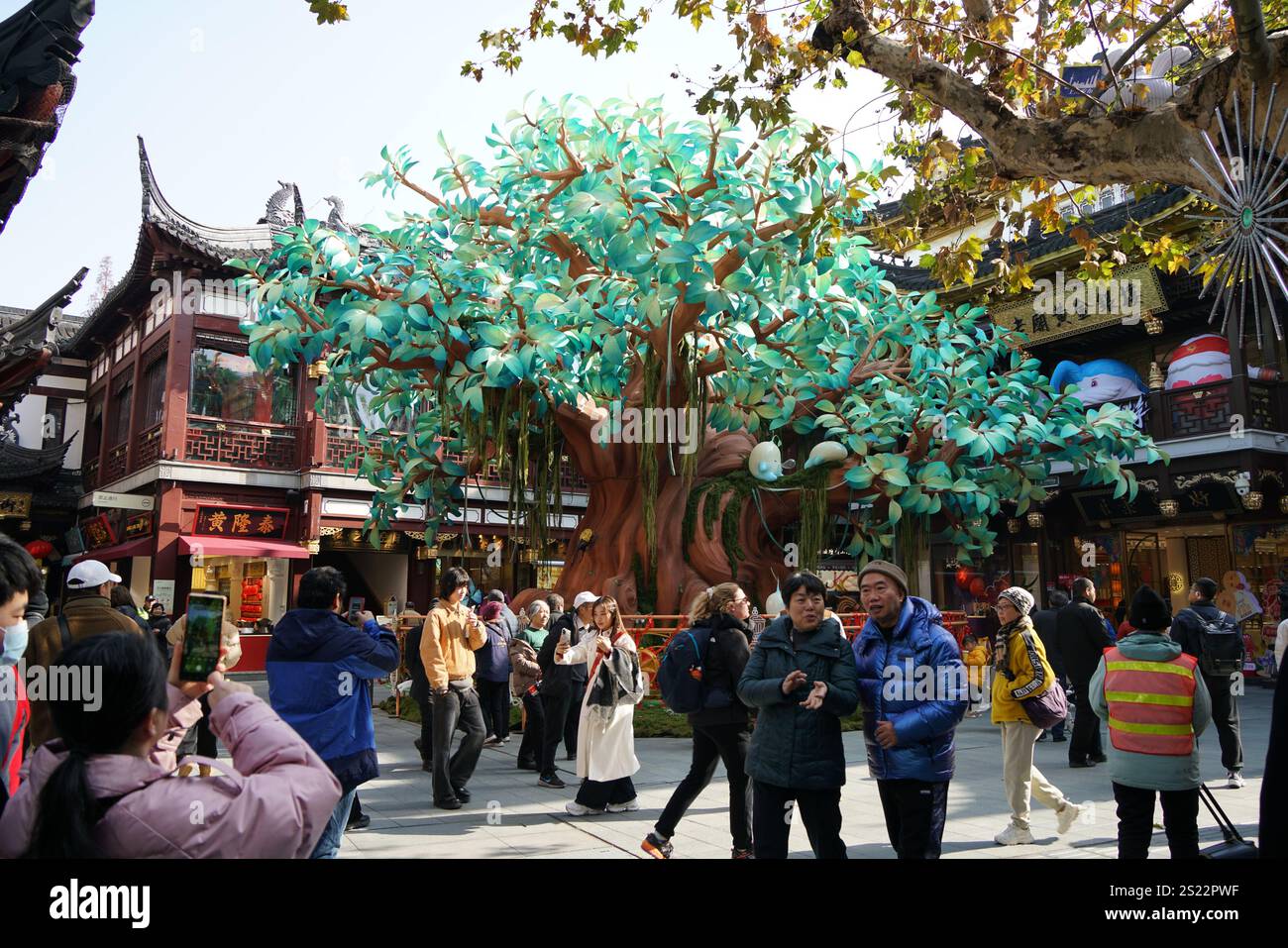 Tourists visit the Lantern of the Year of the Snake 2025 at Yuyuan Mall ...