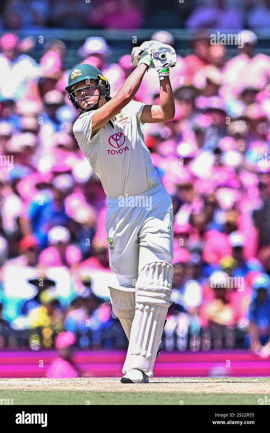 Sam Konstas of Australia bats during day three of the Fifth Men's Test ...
