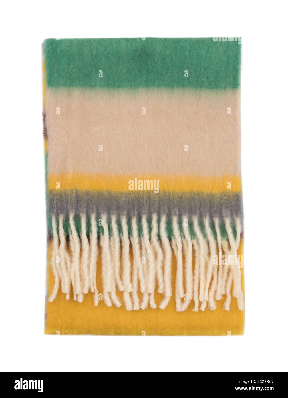 Fluffy folded striped multicolor stole isolated on white background ...