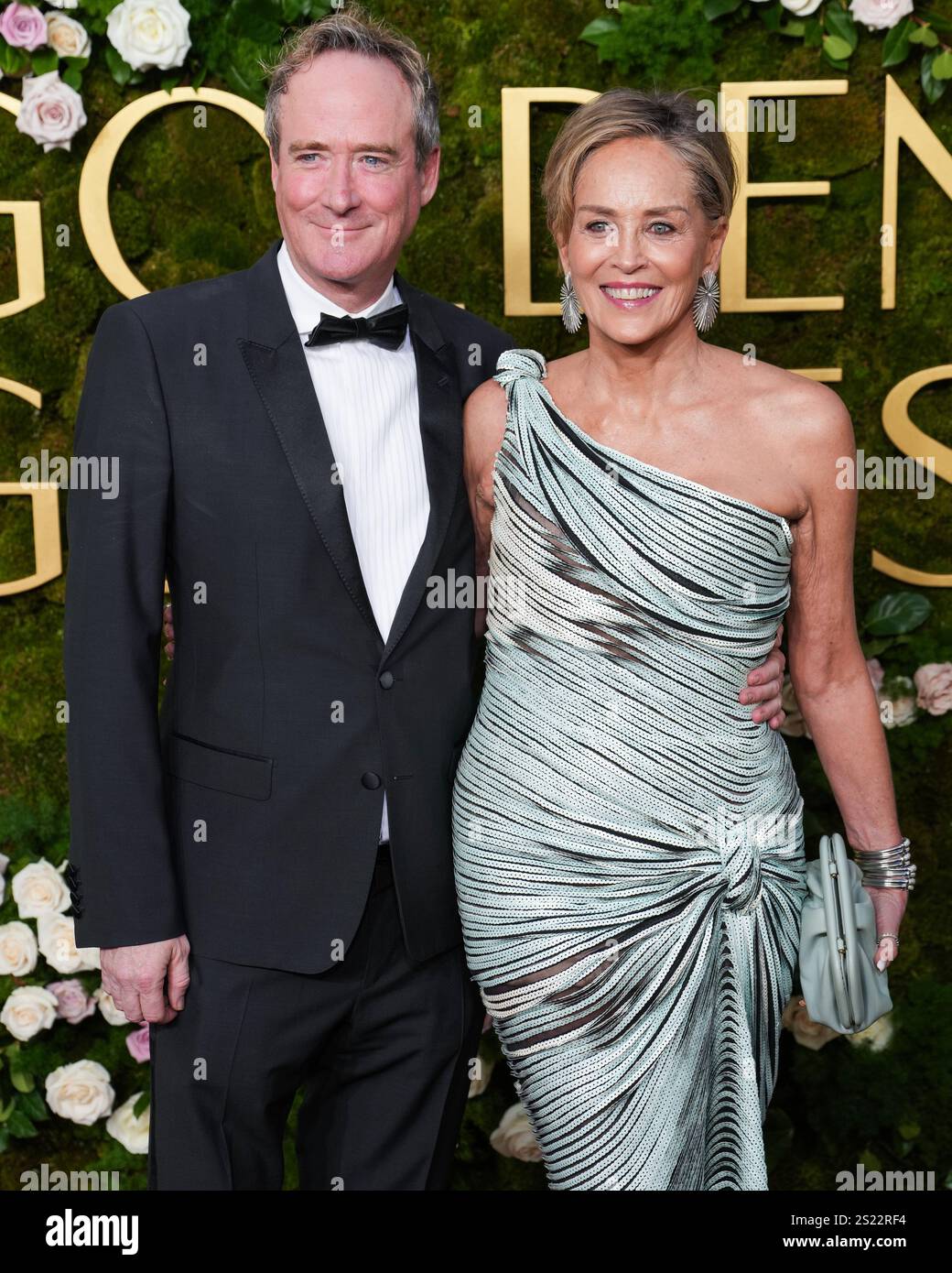 Los Angeles, USA. 05th Jan, 2025. Jim Osborne and Sharon Stone walking ...