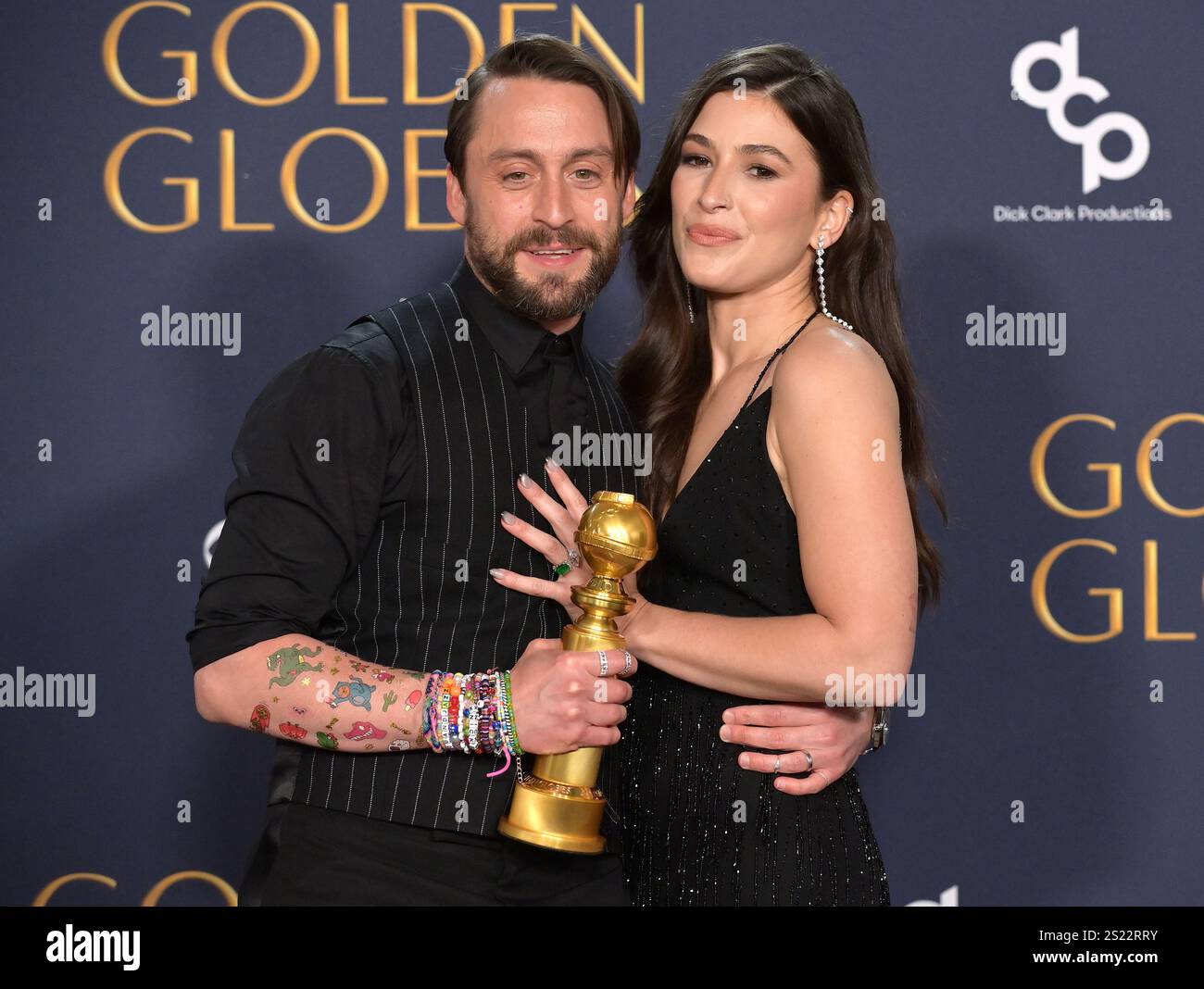 Kieran Culkin and Jazz Charton in the press room at the 82nd Annual Golden Globe Awards at the ...