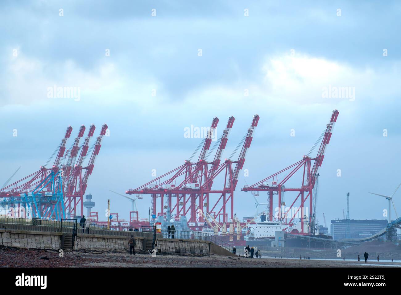 Container port cranes at Seaforth Dock, Liverpool, Merseyside, UK Stock ...