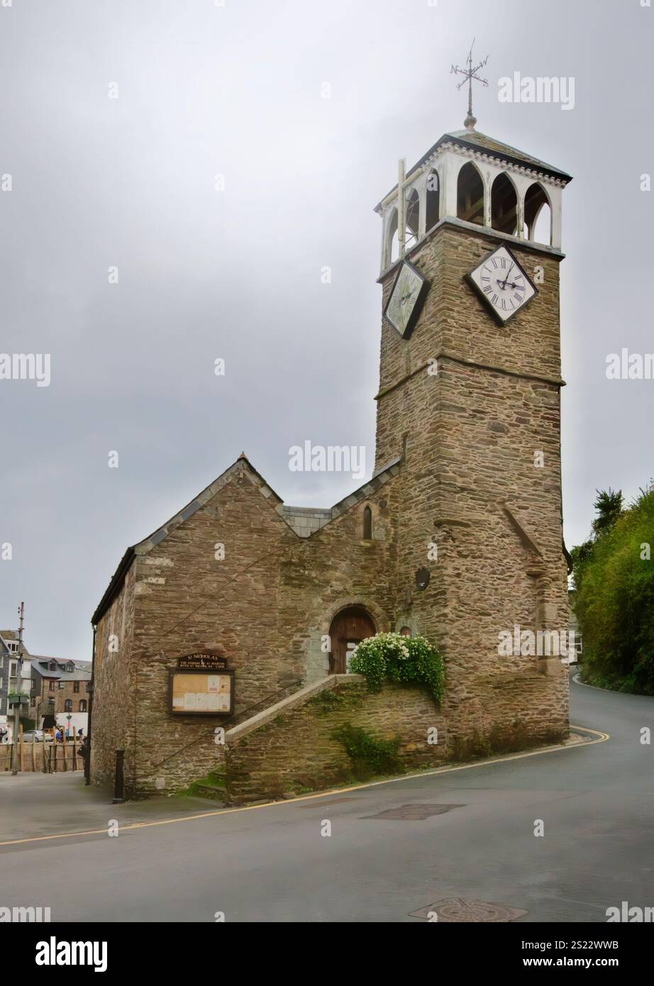 Looe, Cornwall, UK - October 25, 2021: Exterior view of St Nicholas ...