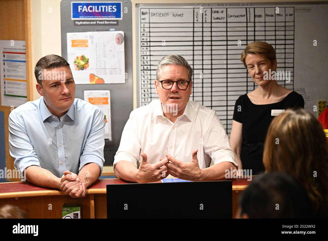 Prime Minister Sir Keir Starmer (centre) and Health Secretary Wes ...