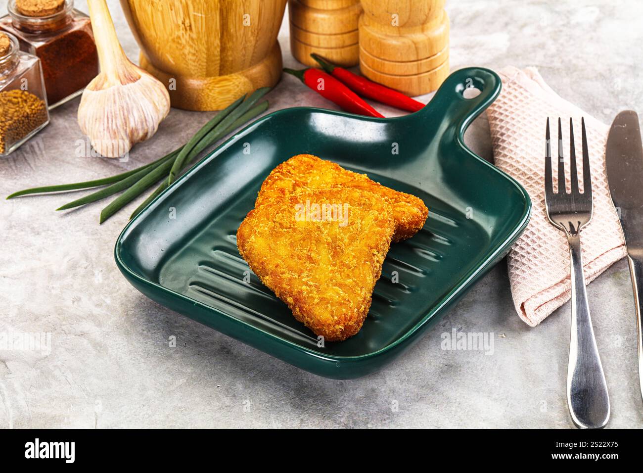 Fried potato hash brown snack for breakfast Stock Photo - Alamy
