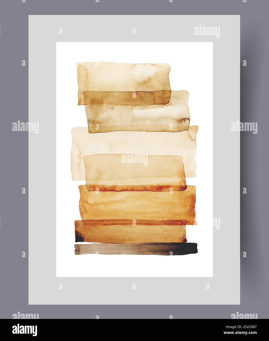 Geometric artwork with brown rectangle shapes on white background, made ...