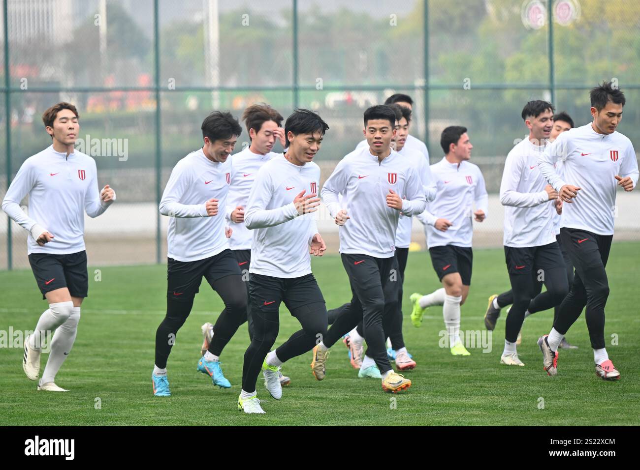 Players of Chengdu Rongcheng Football Club train for the new season in ...