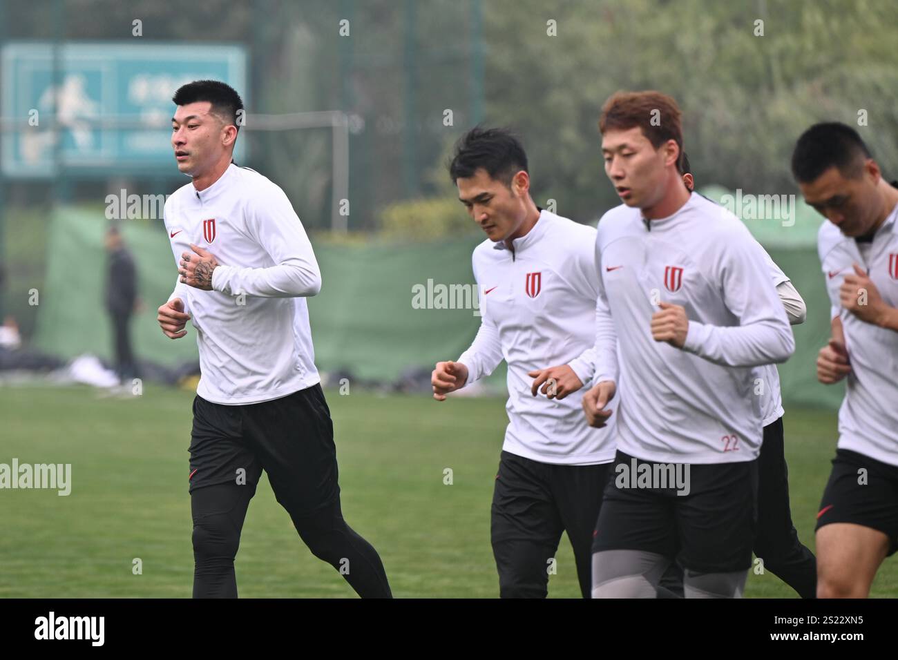 Players of Chengdu Rongcheng Football Club train for the new season in ...