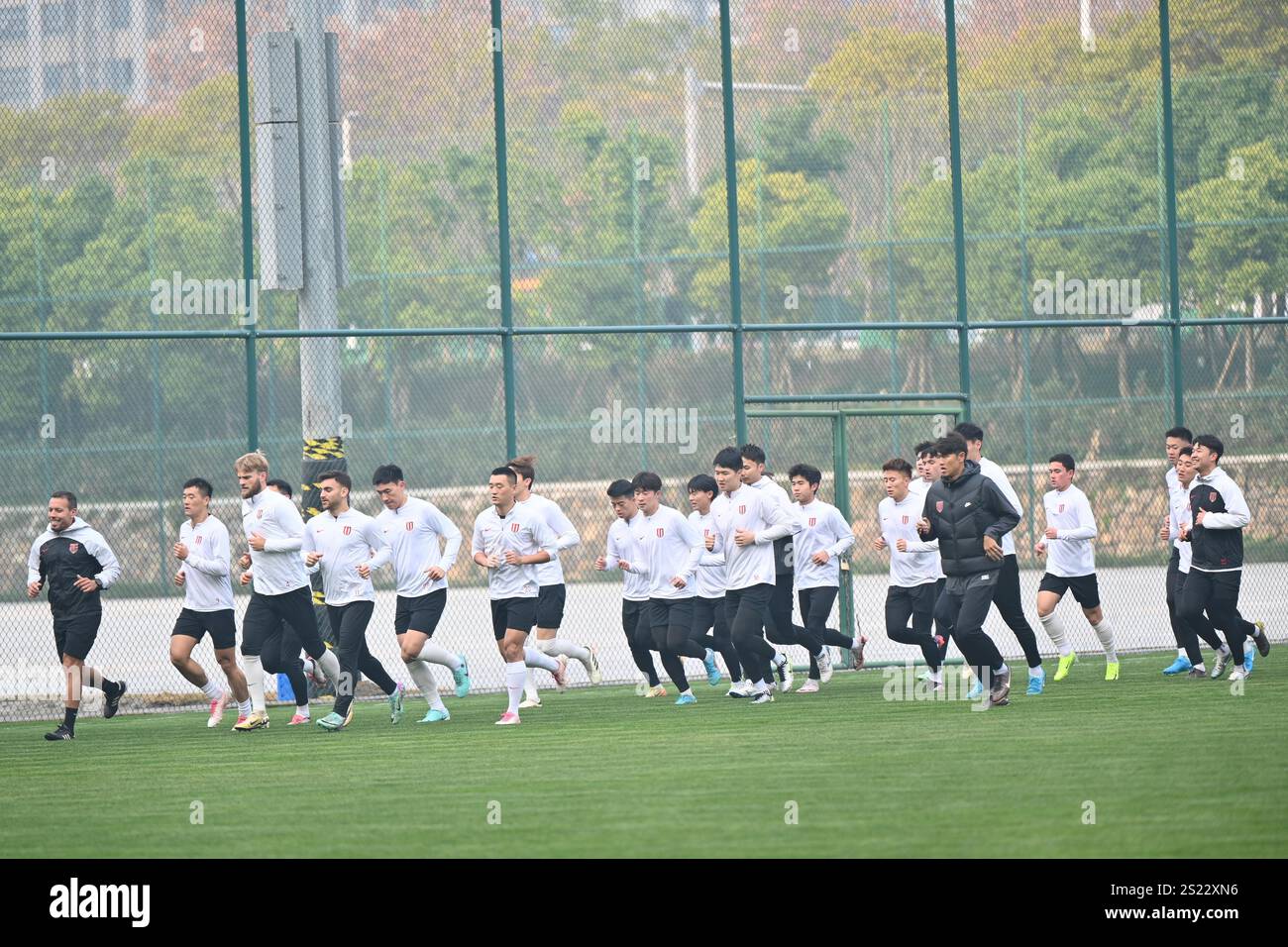 Players of Chengdu Rongcheng Football Club train for the new season in ...