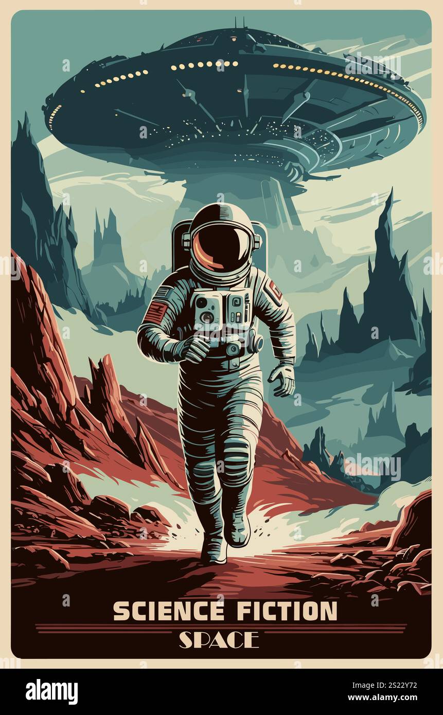 Space poster with astronaut in spacesuit vector Stock Vector Image ...
