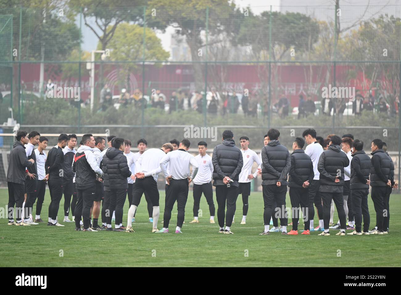 Players of Chengdu Rongcheng Football Club train for the new season in ...