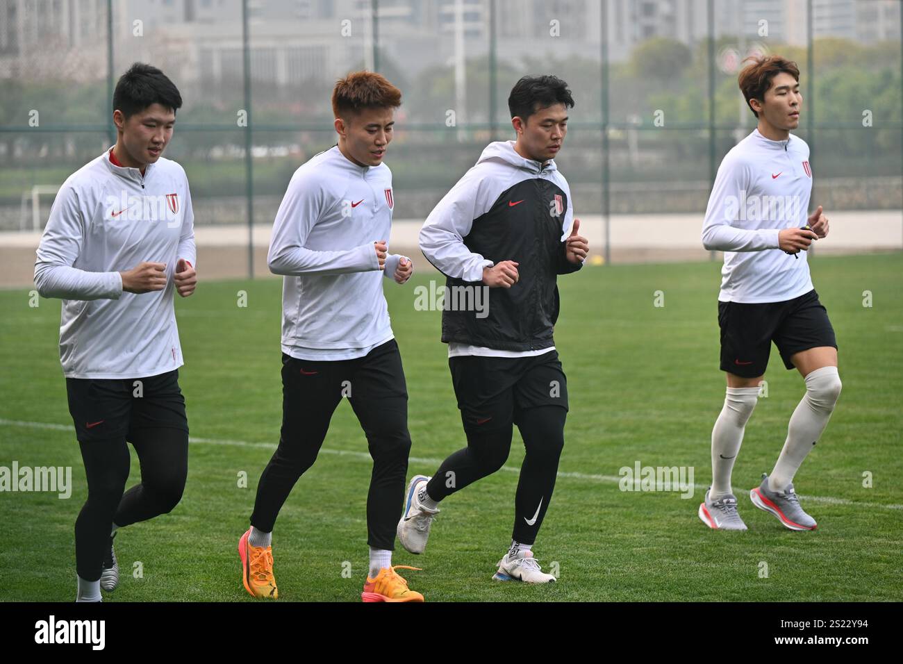 Players of Chengdu Rongcheng Football Club train for the new season in ...