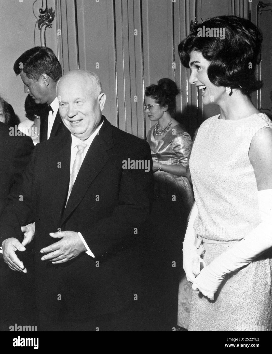 Summit meeting in Vienna. Mrs. Kennedy and Nikita Khrushchev, President ...