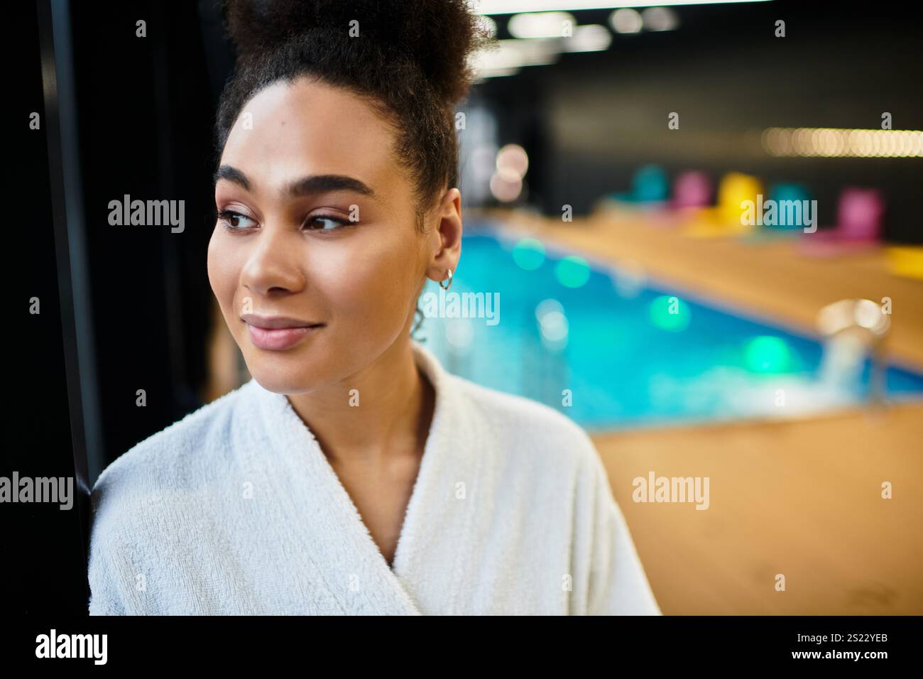 Young woman embraces tranquility and self care while enjoying spa ...