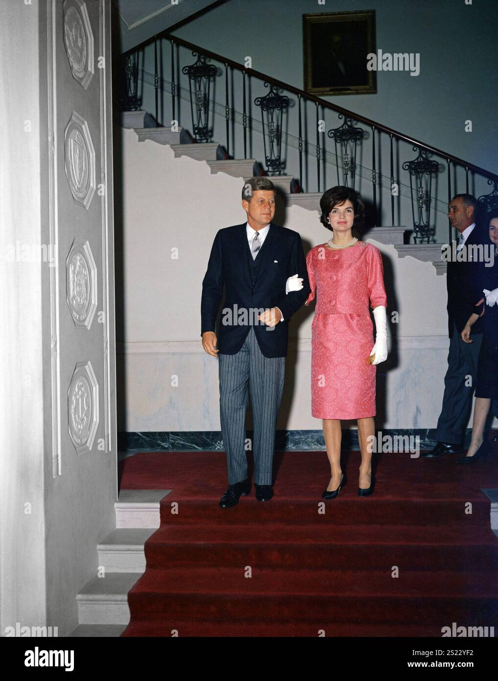 President John F. Kennedy and First Lady Jacqueline Kennedy descend the ...