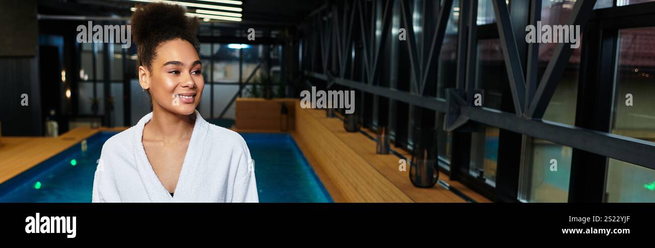 Relaxation envelops a young african american woman as she enjoys her ...