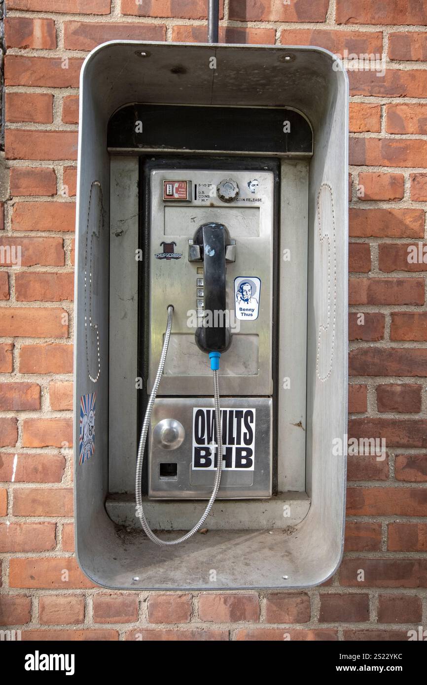 Old public telephone in Central Park, Manhattan, New York City, USA ...