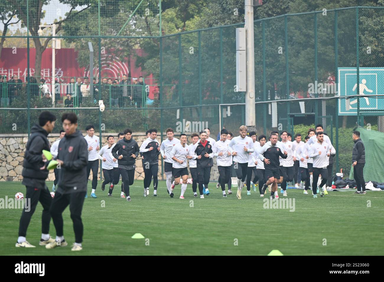 Players of Chengdu Rongcheng Football Club train for the new season in ...