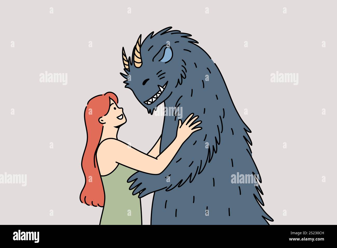 Love of beauty woman and beast from children fairy tale, for concept of ...