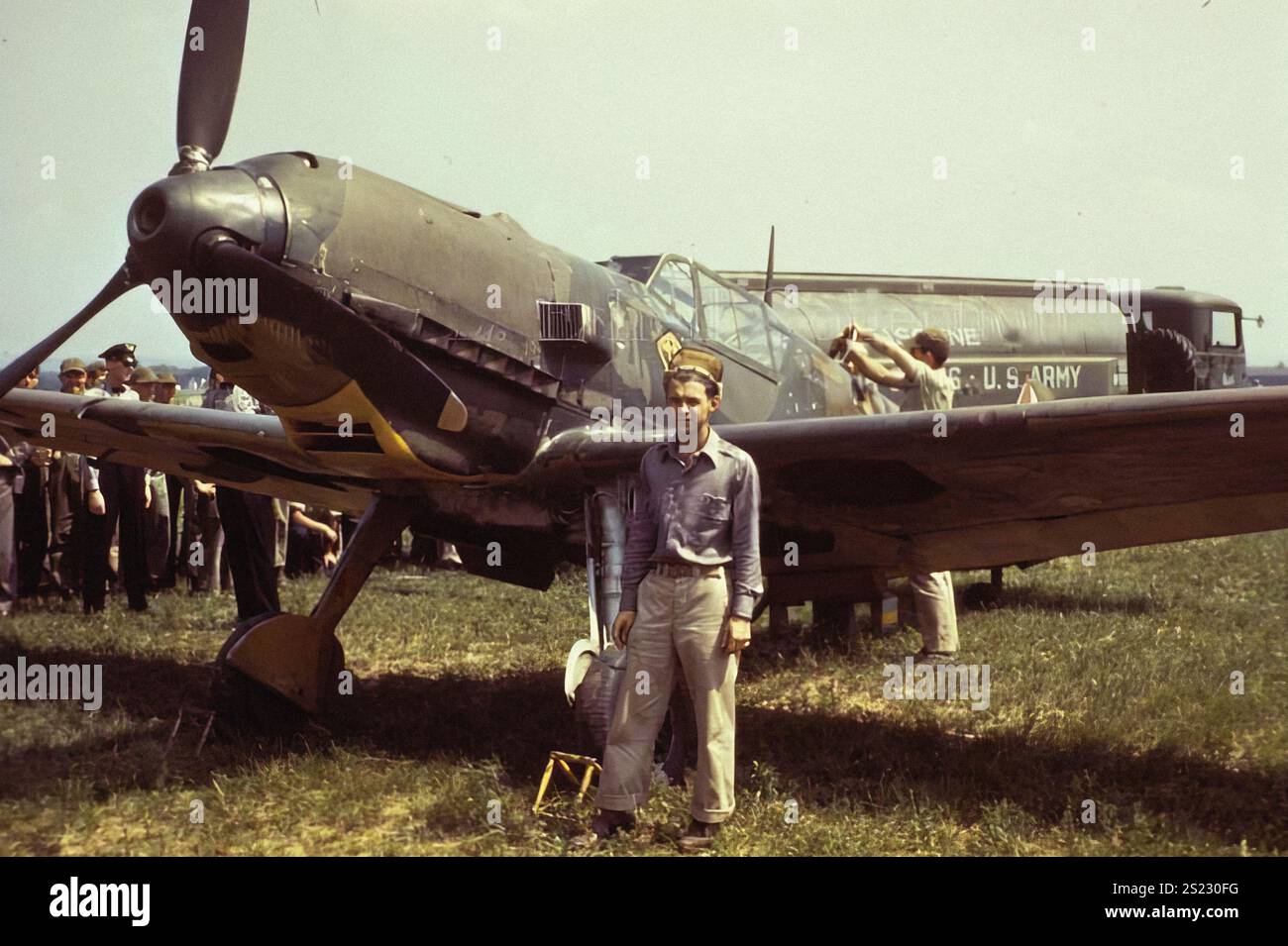 Bf 109E.Evidently a captured german ac. US army fueling it - Historical ...