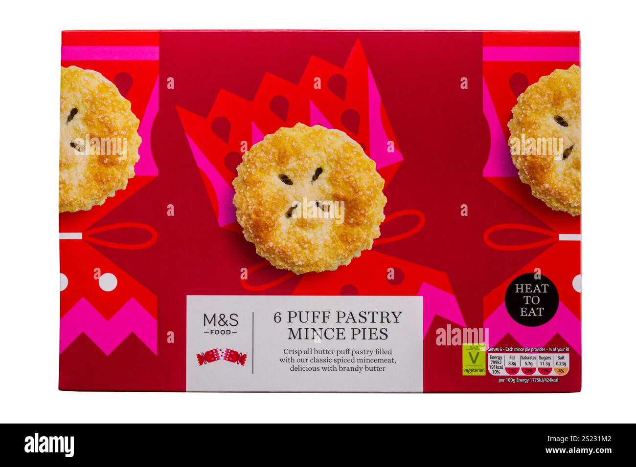 box of 6 Puff Pastry Mince Pies from M&S isolated on white background ...