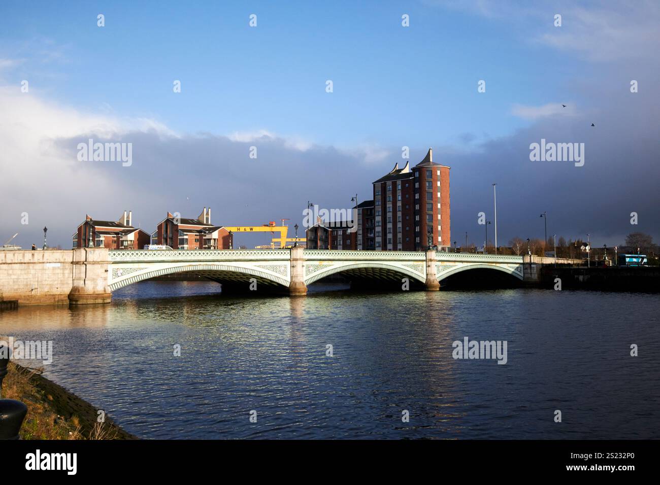 river lagan and albert bridge central belfast, northern ireland, uk ...
