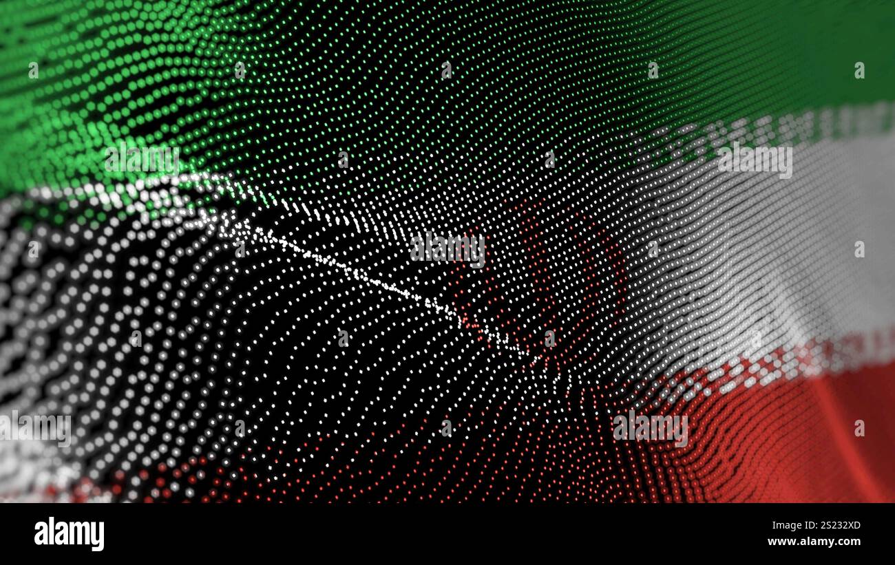Iran digital technology flag cyber background. Iranian banner cyberattack and espionage concept ...