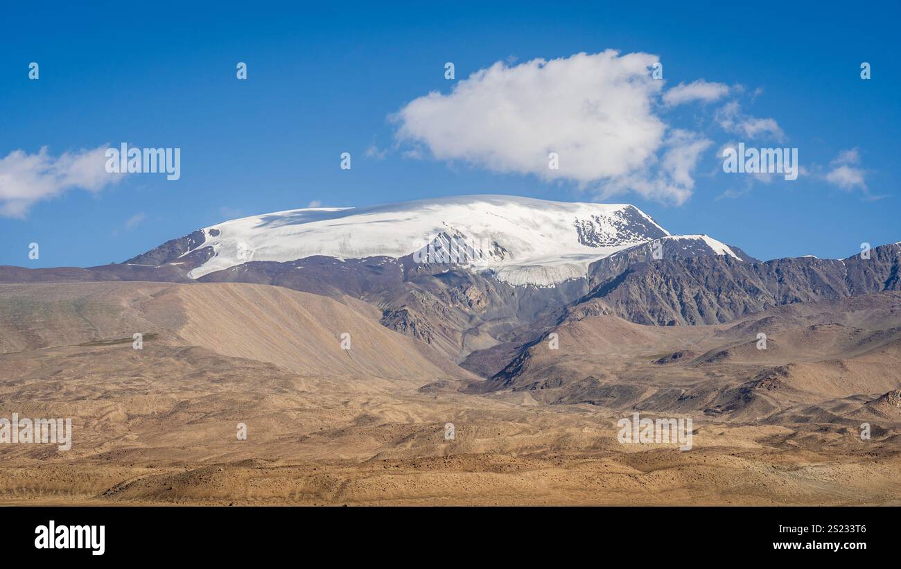 Scenic high altitude mountain landscape on Pamir highway of snowcapped ...