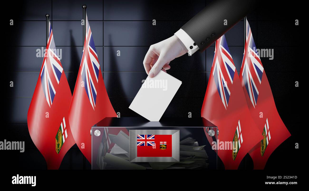 Manitoba - flags and ballot box - voting, election concept - 3D ...
