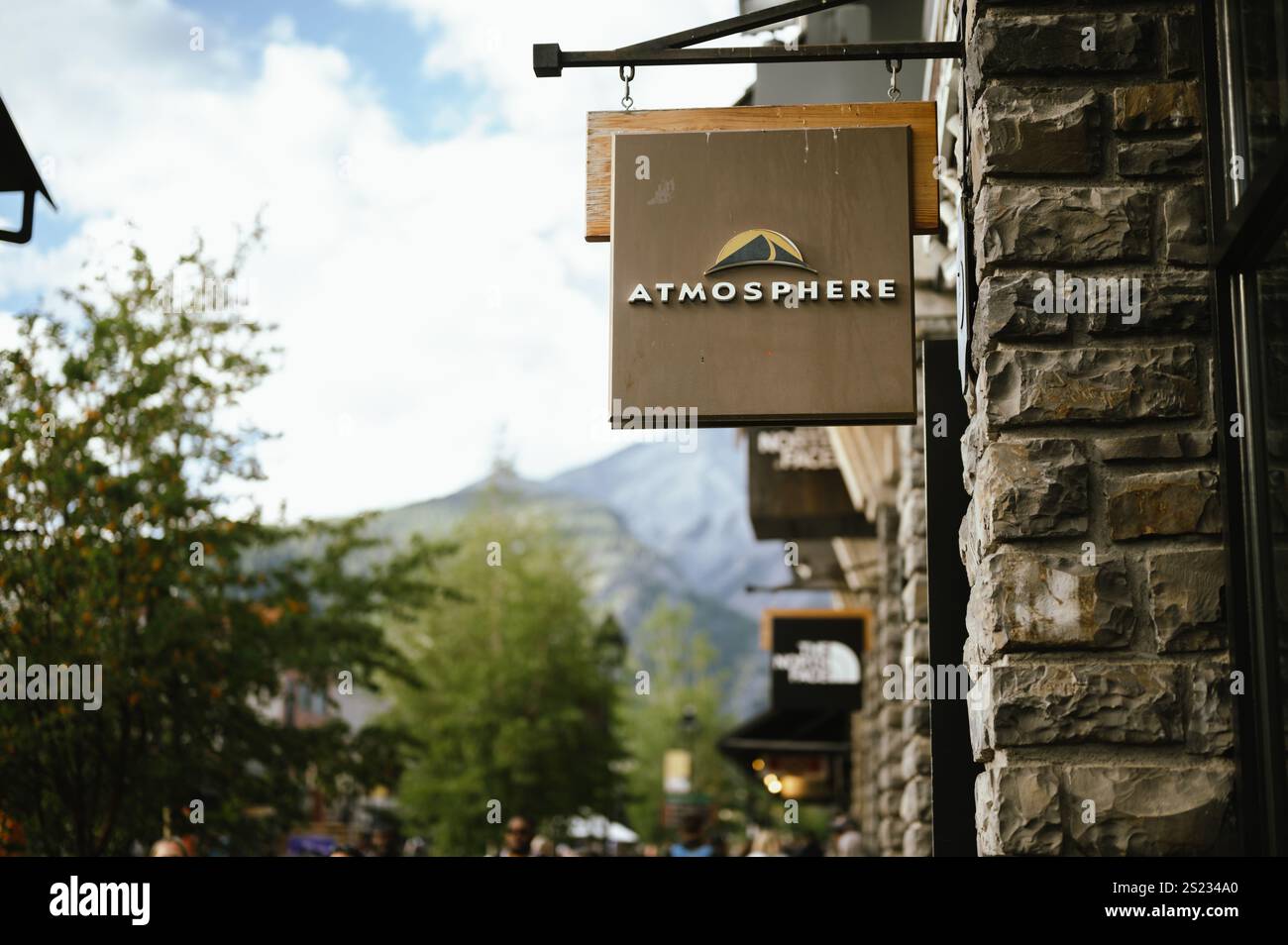 Banff, Alberta, Canada - August 25, 2024: Atmosphere store sign Stock ...