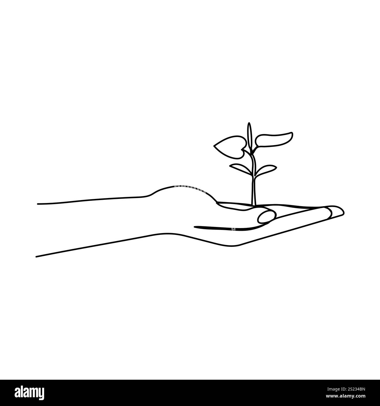 Continuous one line drawing of plant growth processing from seed ...