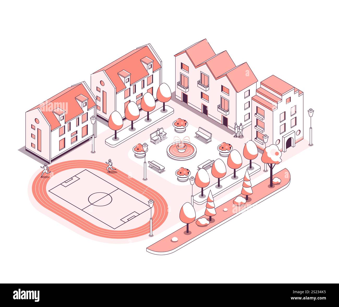 Sports stadium in the courtyard area - vector isometric illustration ...