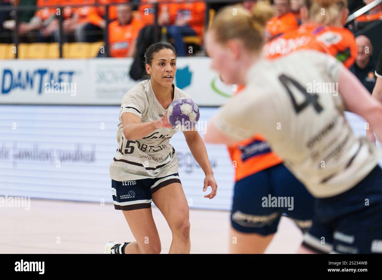 Odense, Denmark. 05th Jan, 2025. Sofia Deen (15) of Aarhus Handball seen in the Danish ...