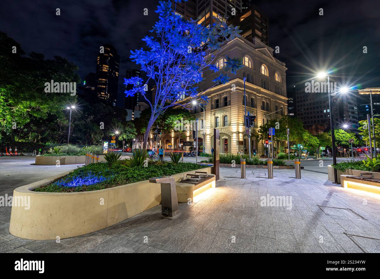 Brisbane, QLD, Australia - Historical buildings illuminated at night ...