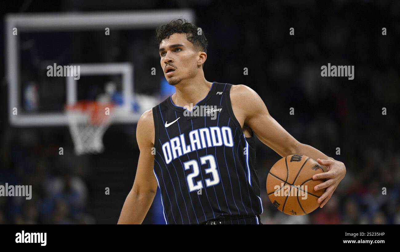 Orlando Magic forward Tristan da Silva (23) brings the ball up the ...