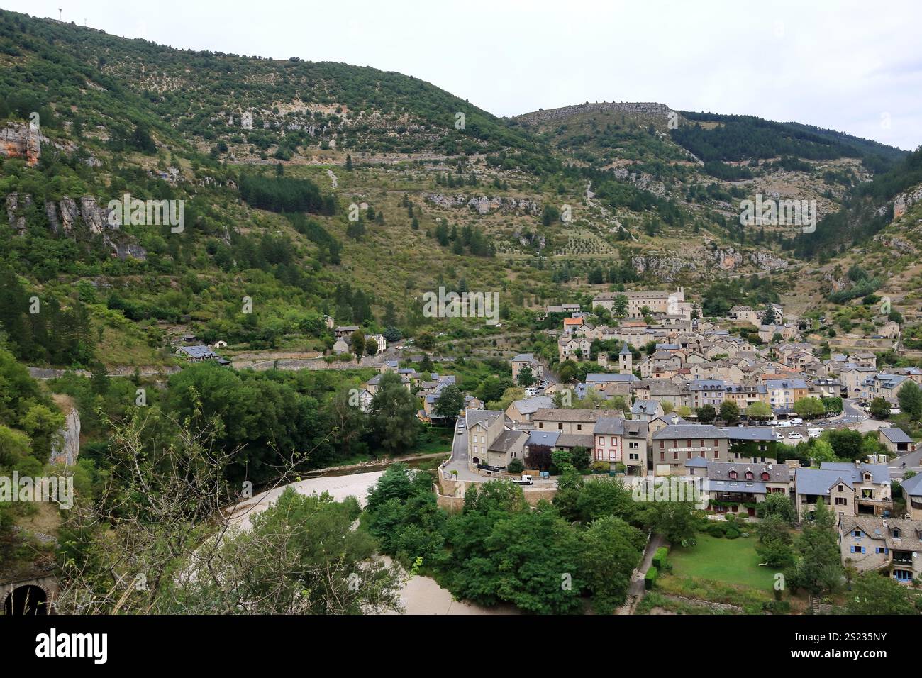 village of Sainte-Enimie in the Gorges du Tarn, one of the most ...