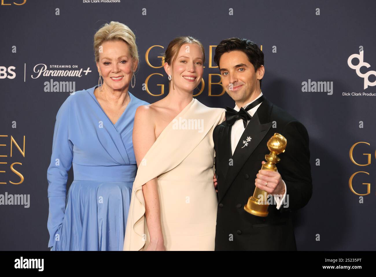(L-R) Jean Smart, Hannah Einbinder, and Paul W. Downs, winners of the Best Television Series ...