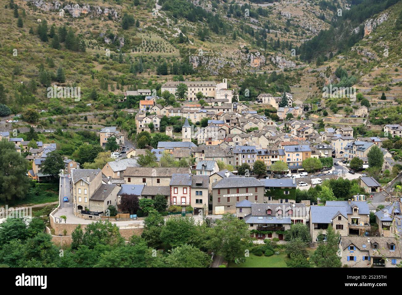 village of Sainte-Enimie in the Gorges du Tarn, one of the most ...