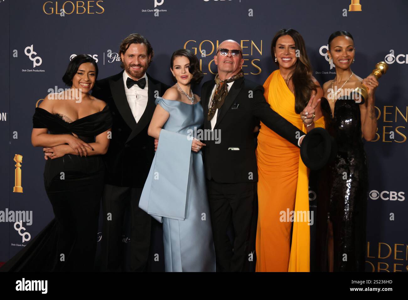 Beverly Hills, USA. 05th Jan, 2025. (L-R) Adriana Paz, Edgar Ramírez, Selena Gomez, Jacques ...