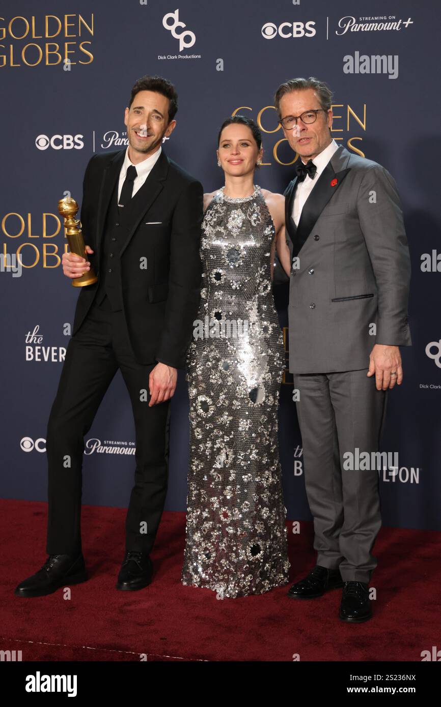Beverly Hills, USA. 05th Jan, 2025. Adrien Brody, Felicity Jones, and Guy Pearce winner of the ...