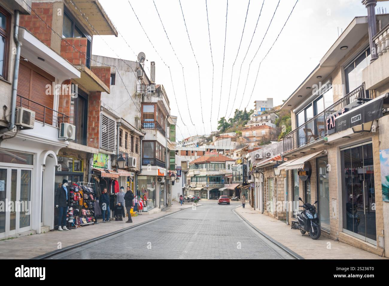 Ulcinj, Montenegro - 2.01.2025: Architecture of street of Ulcinj town ...