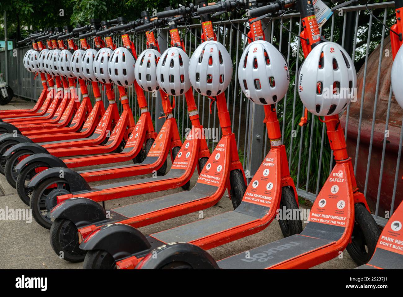 Brisbane Australia - December 14 2024: e-scooters, urban city community ...